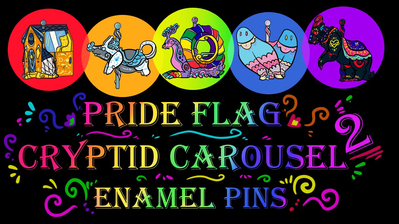 Pride flag cryptid carousel 2 Project Update: Genderfae and faun pins - BackerKit