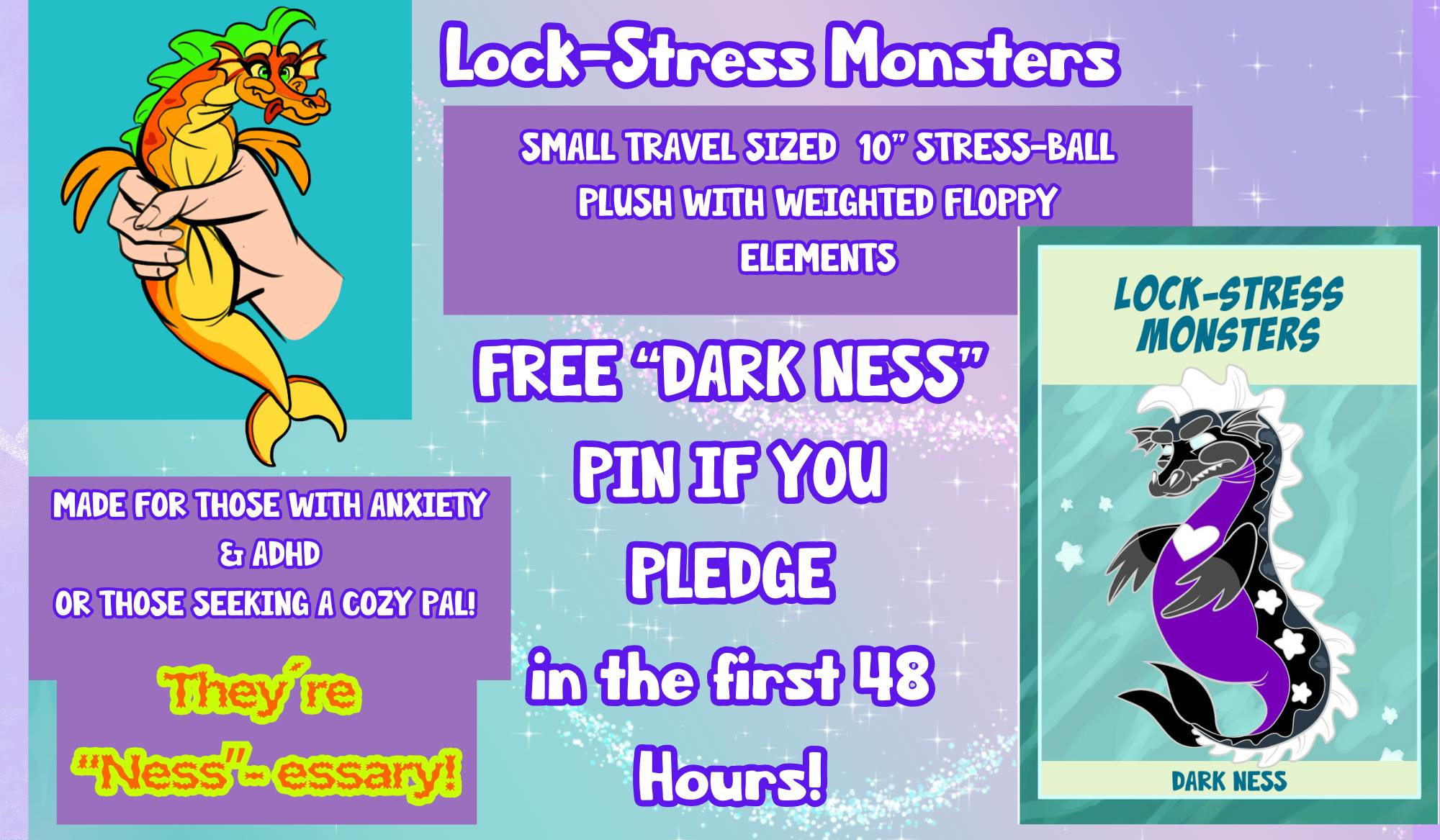 Lock Stress Monsters- Stress-ball Nessie Plush