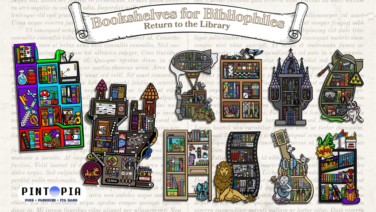 Bookshelves for Bibliophiles | Literary Genre Themed Enamel Pin ...