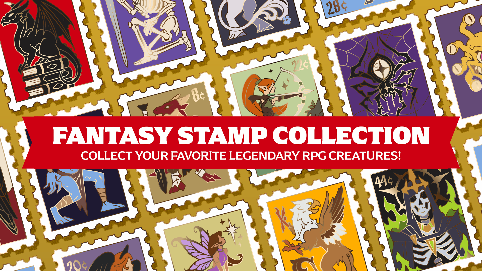 Pintopia - Fantasy Stamps Hard Enamel Pins - BackerKit