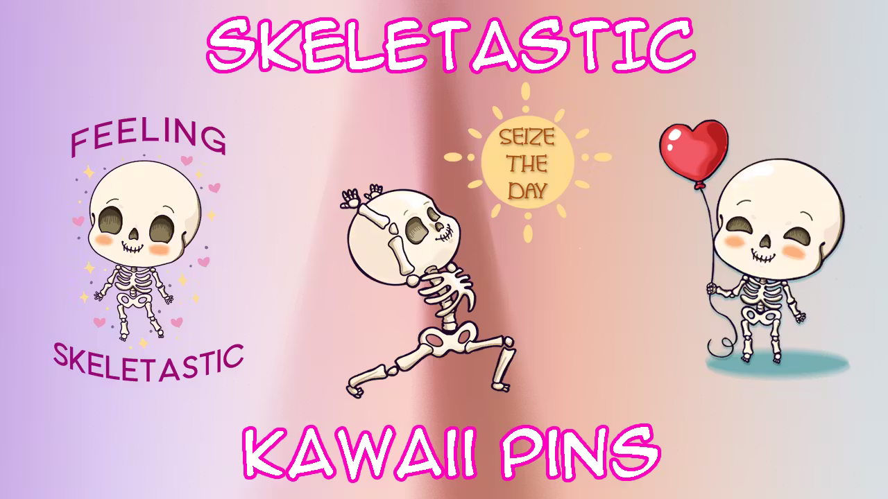 Skeletastic - Kawaii skeleton wood pins - BackerKit