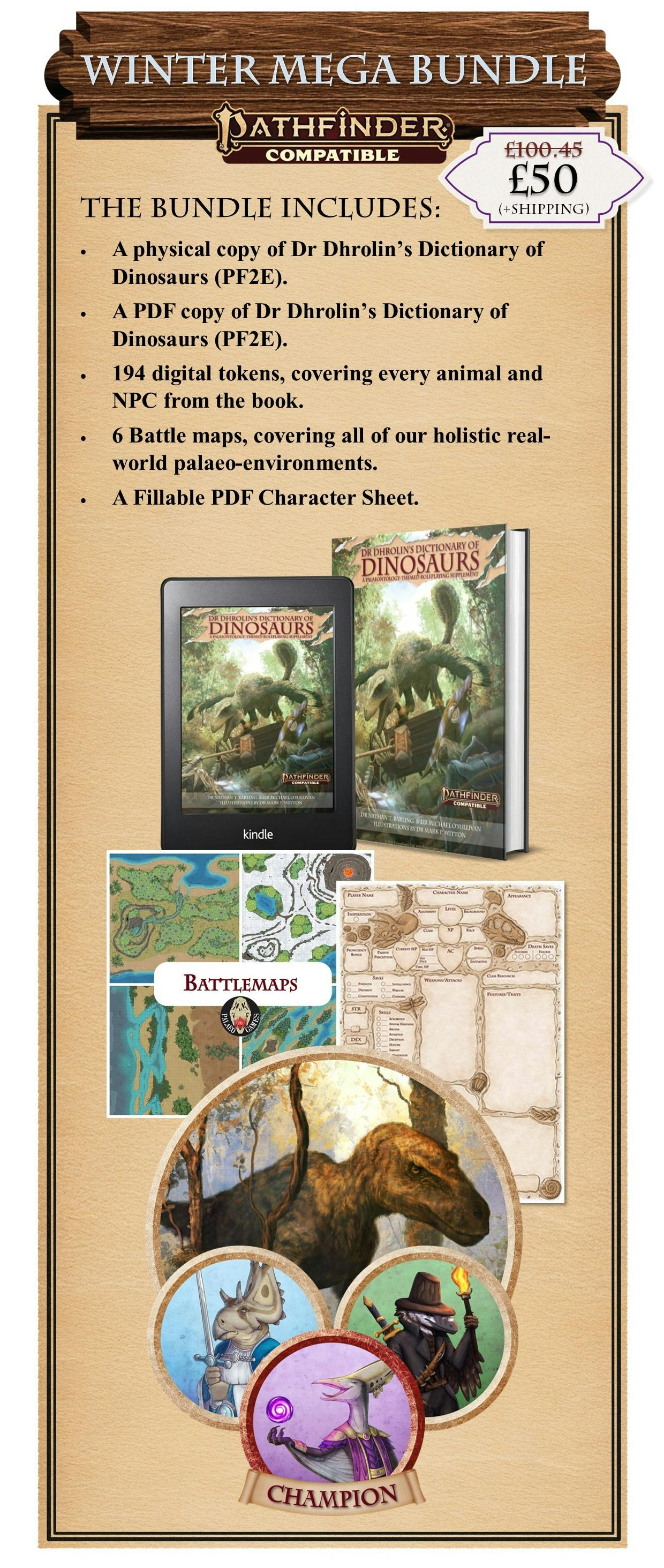 PF2E Winter Bundle | Dinosaur RPG Supplement: Dr Dhrolin's Festive ...