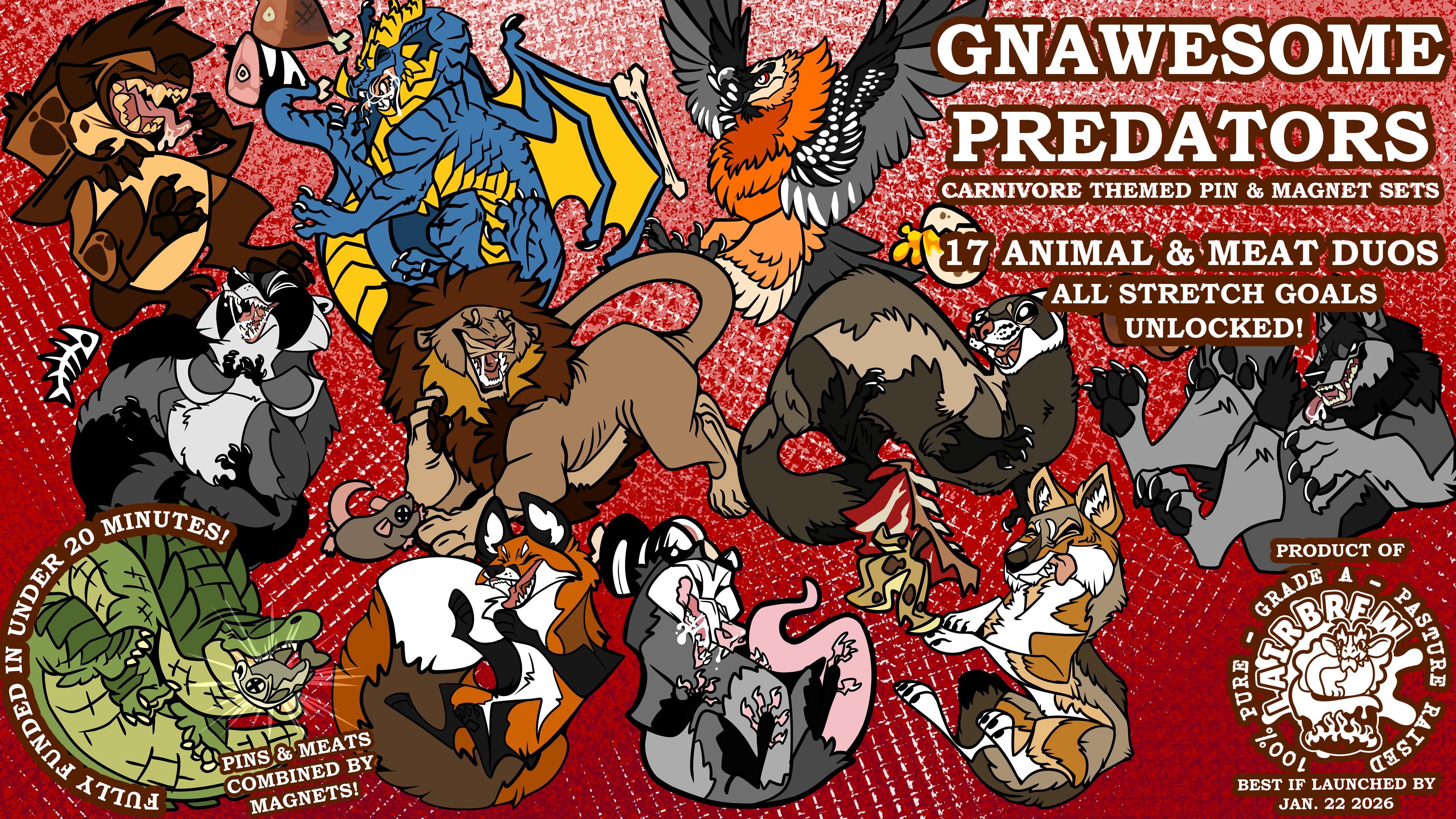 Gnawesome Predators - Carnivore Pin Sets - BackerKit