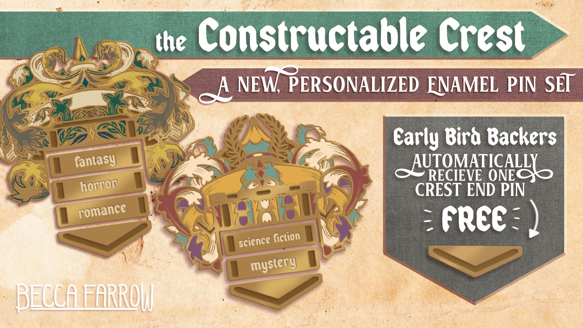 Constructable Crest Stacking Pins: Favorite Fiction - BackerKit