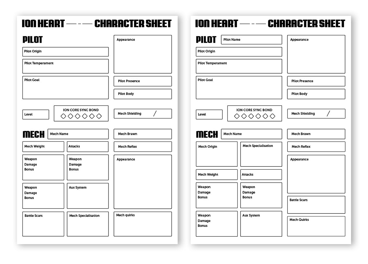 ION Heart - A Lo-Fi Solo Mech TTRPG Project Update: Character Creation ...